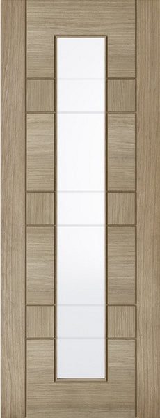Edmonton internal Light Grey prefinished door, with clear glass ...