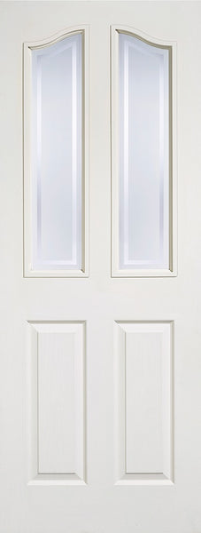Mayfair 4 Panel White Moulded internal door, frosted glass with clear ...